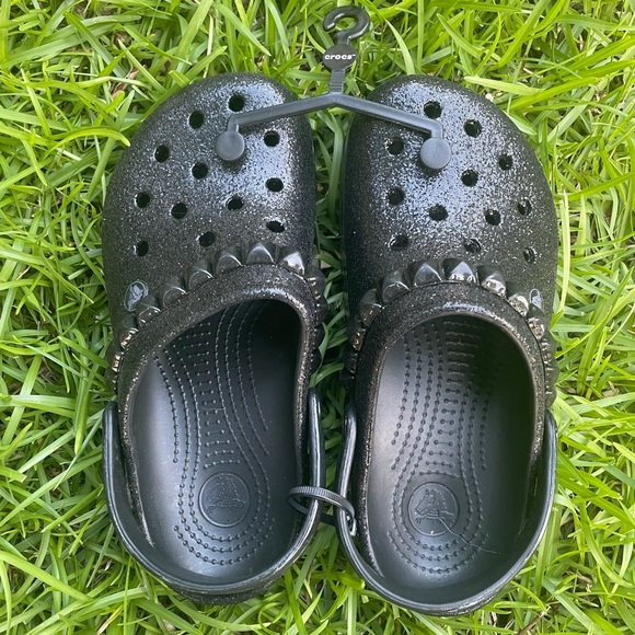 CROCS | Shoes | Rare New Collectors 26 Crocs Crocband Black Glitter ...